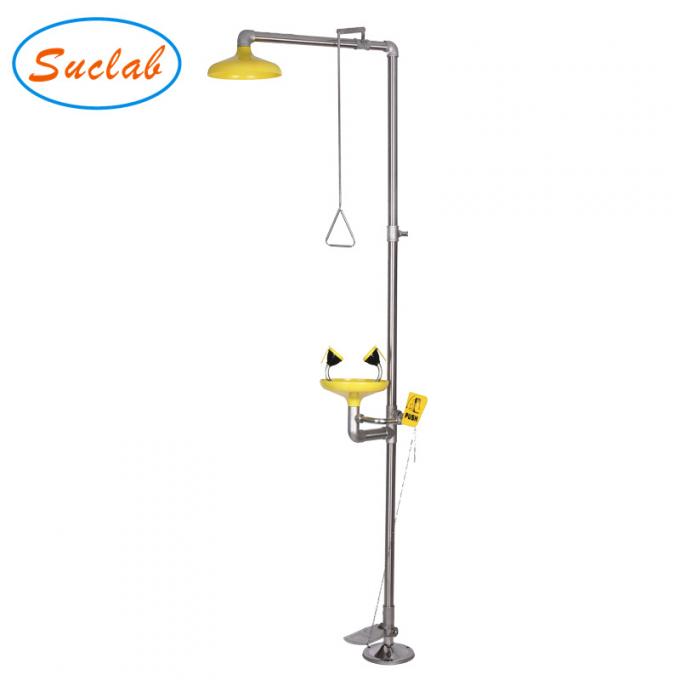 Vertical Portable Lab Emergency Shower , Wall Mounted Eye Shower For ...
