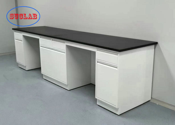White Laboratory Instrument Table With Black Phenolic Resin Countertop ...