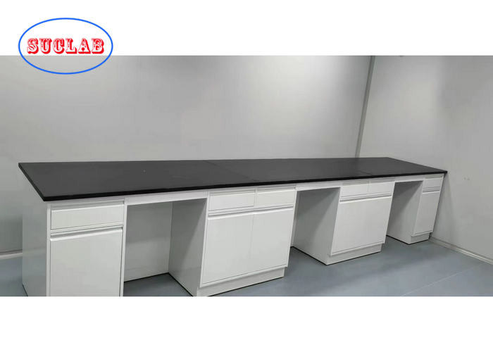 White Laboratory Instrument Table With Black Phenolic Resin Countertop ...