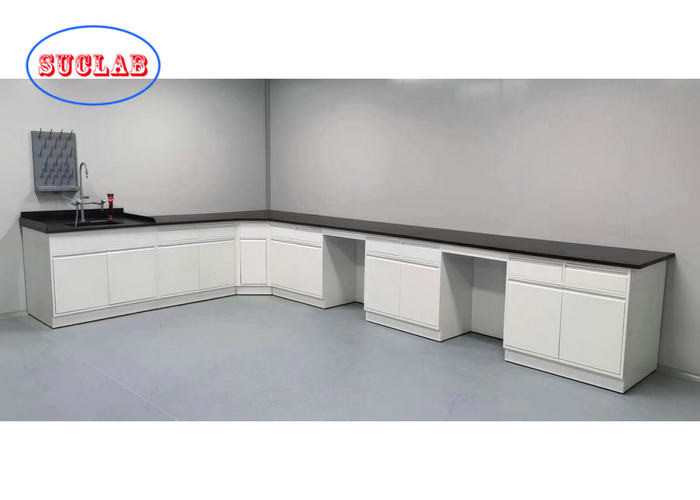 White Laboratory Instrument Table With Black Phenolic Resin Countertop ...