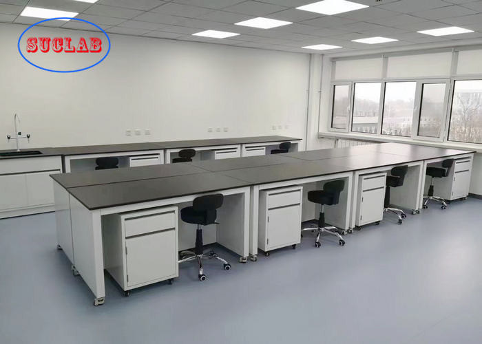 Customized Mobile Laboratory Table With White Movable Cabinet In ...