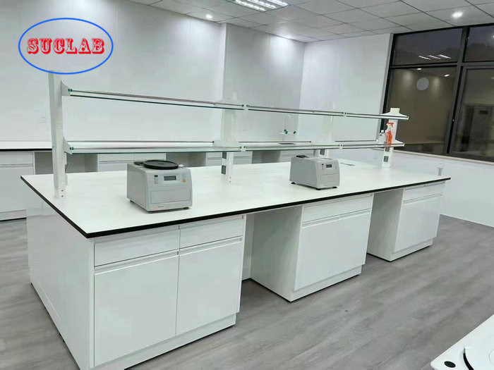 White Phenolic Resin Worktop Laboratory Casework With Steel Frame ...